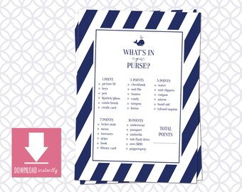 Baby Shower What's in Your Purse Game Printable Baby - Etsy