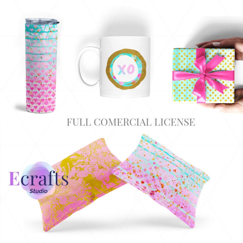 Gold Watercolor Flowers Digital Papers , Glitter Watercolor Paper Pack ...