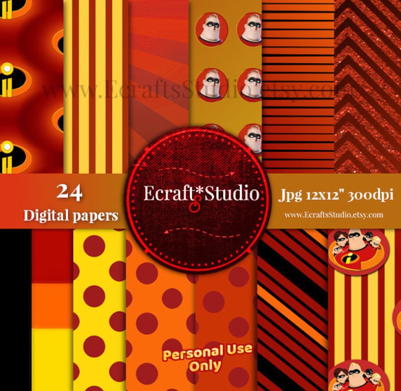 The Incredibles Digital Paper Superhero Digital Paper the Incredibles ...