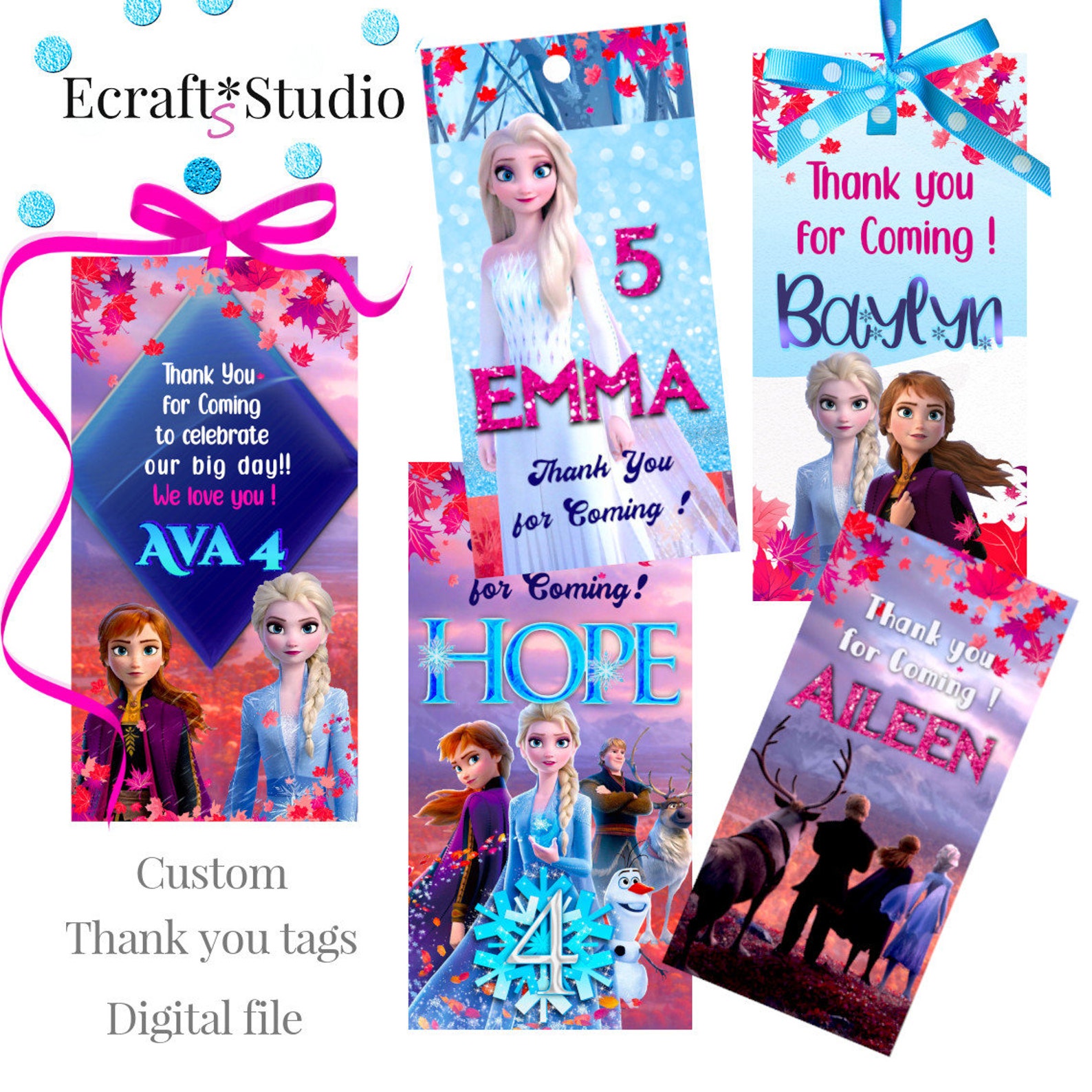 Frozen 2 Thank You Tags, Frozen 2 Birthday Party, Anna Elsa Gift Tags ...