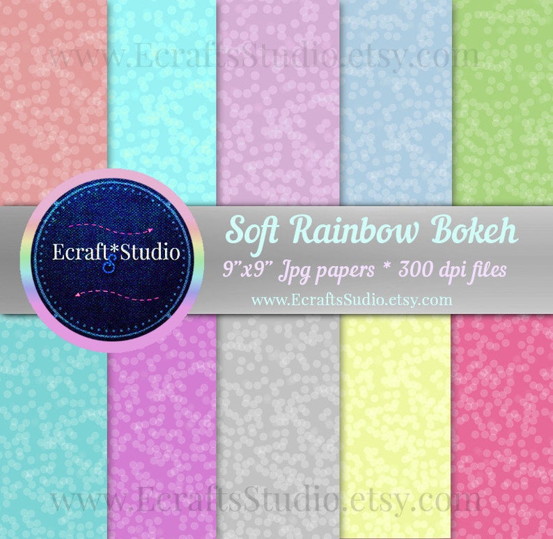 Rainbow Bokeh Digital Paper Pastel Rainbow Patterns Pastel - Etsy
