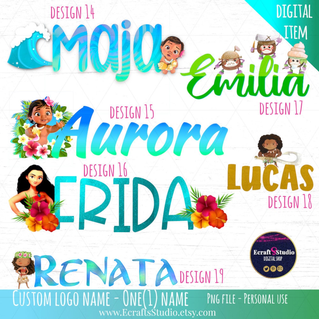 Personalized Moana Logo Name, Custom Moana Logo Name, Moana Inspired ...