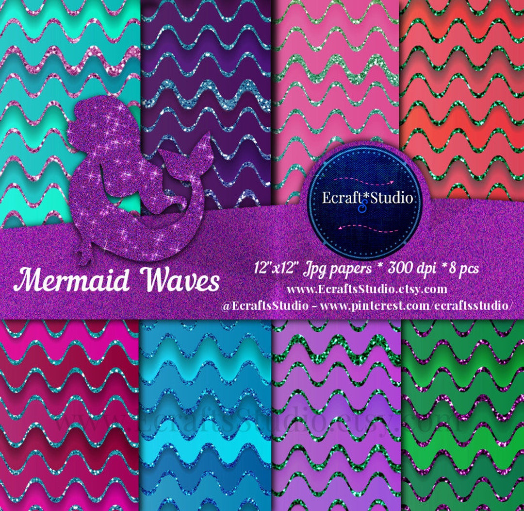 Mermaid Digital Papers Little Mermaid Papers Mermaid Palette - Etsy