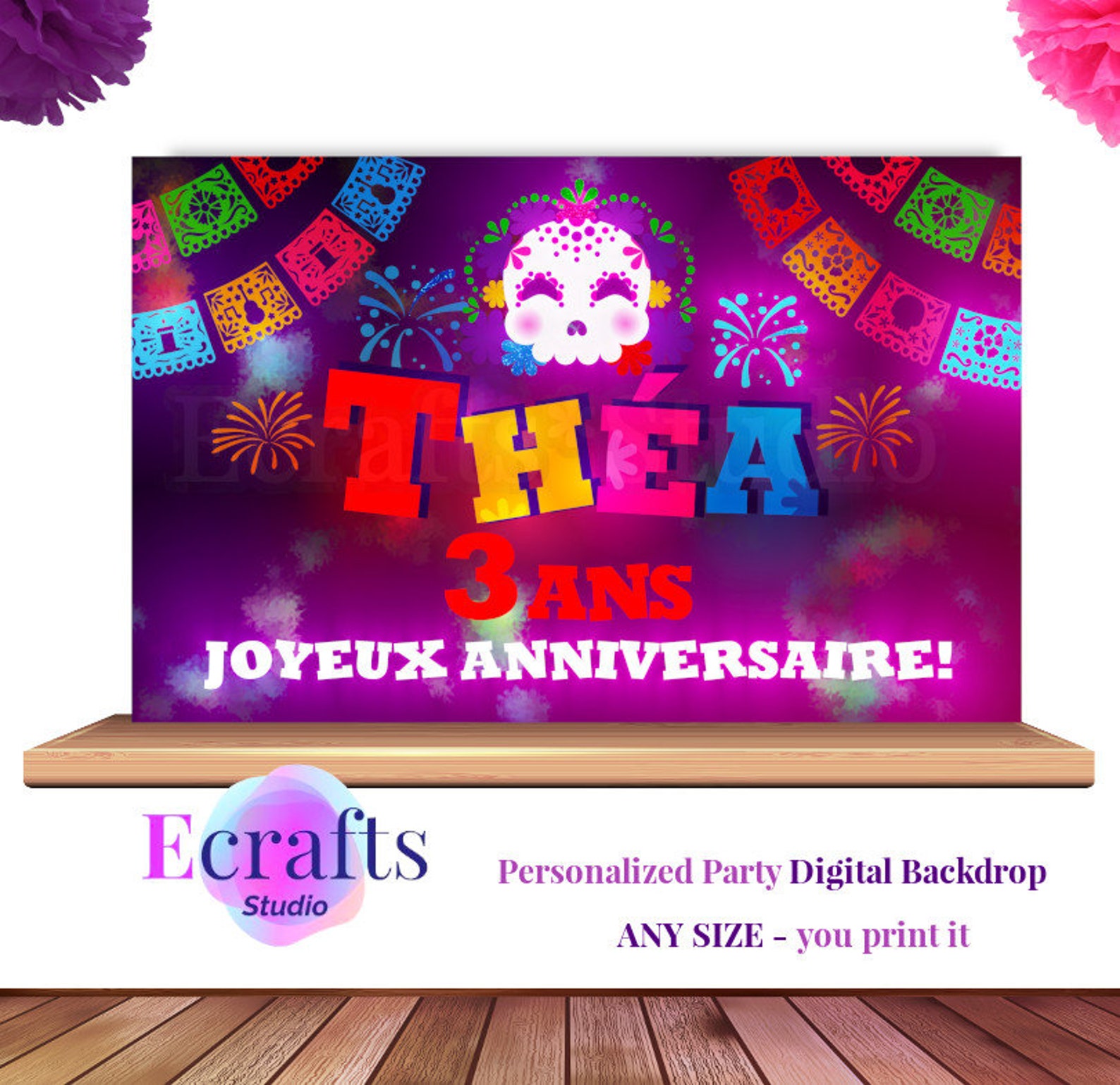 Personalized Birthday Backdrop - Customized Party Backdrop - Digital ...