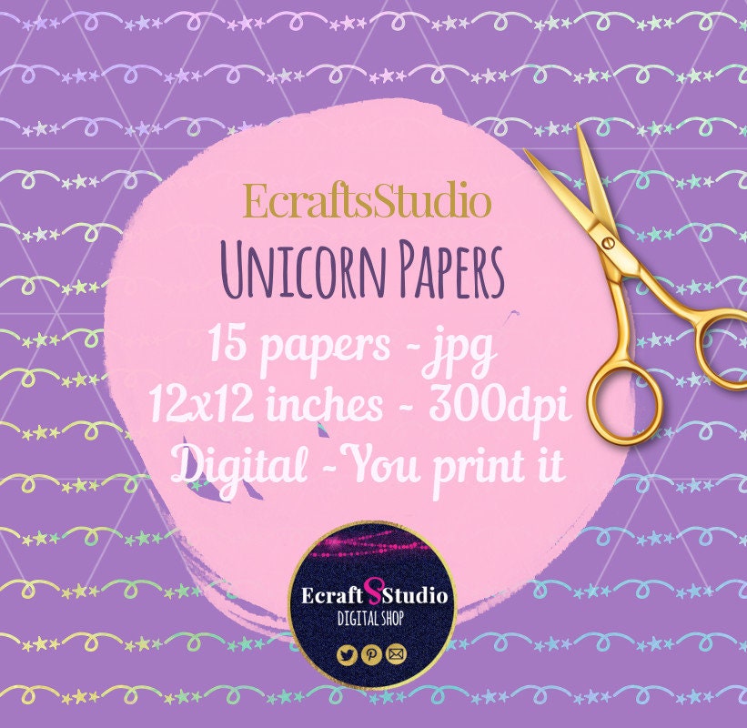 Unicorn Digital Paper , Unicorn Paper Pack, Unicorn Backgrounds ...