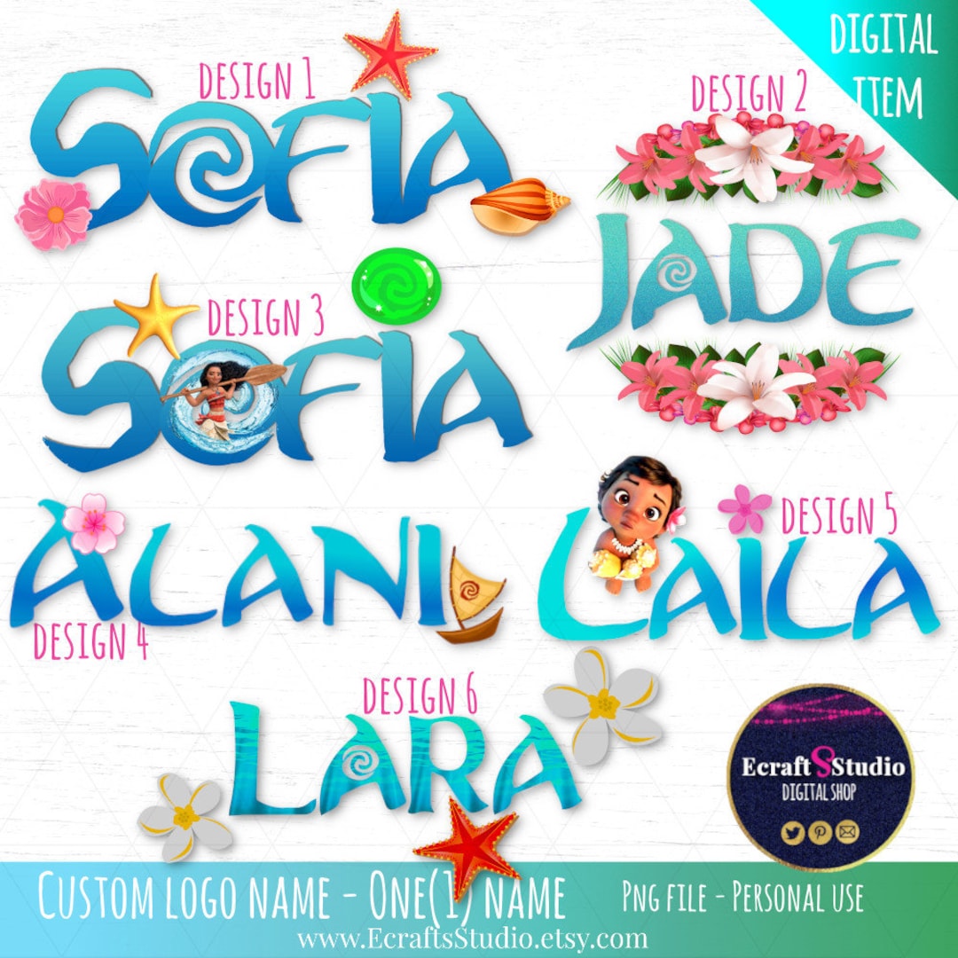 Personalized Moana Logo Name, Custom Moana Logo Name, Moana Inspired ...
