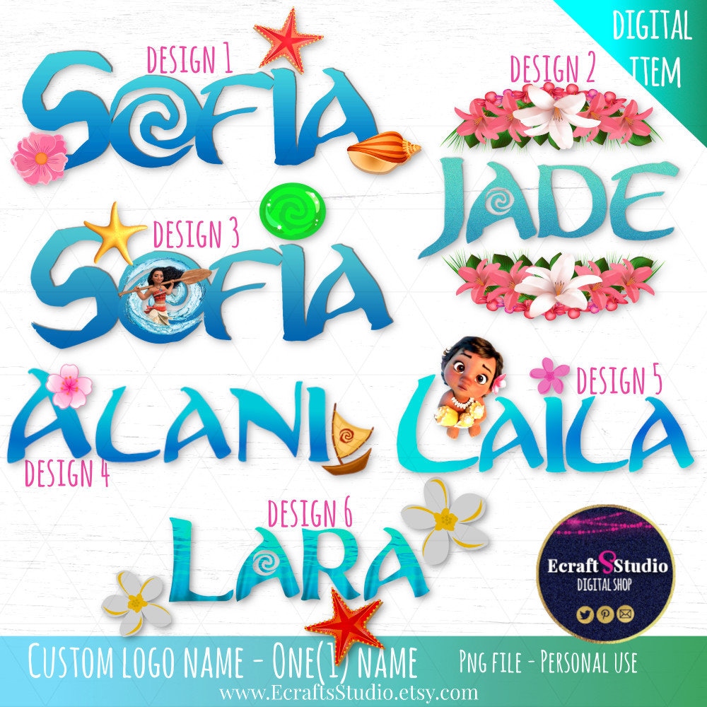 Personalized Moana Logo name, Custom Moana logo name, Moana inspired ...