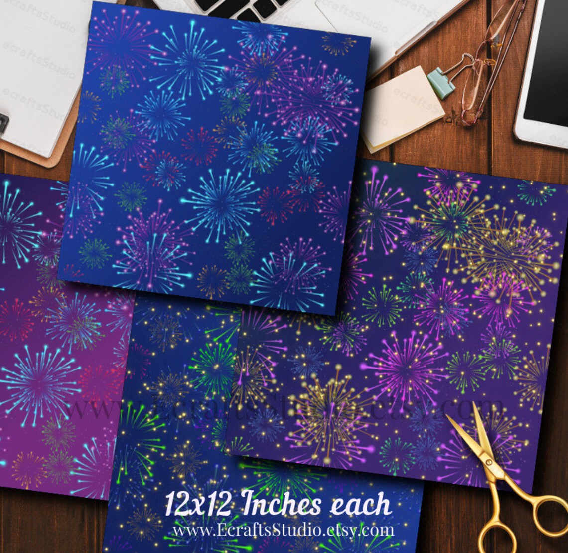 Fireworks Digital Paper - Firecrackers Scrapbook Papers - Celebration ...