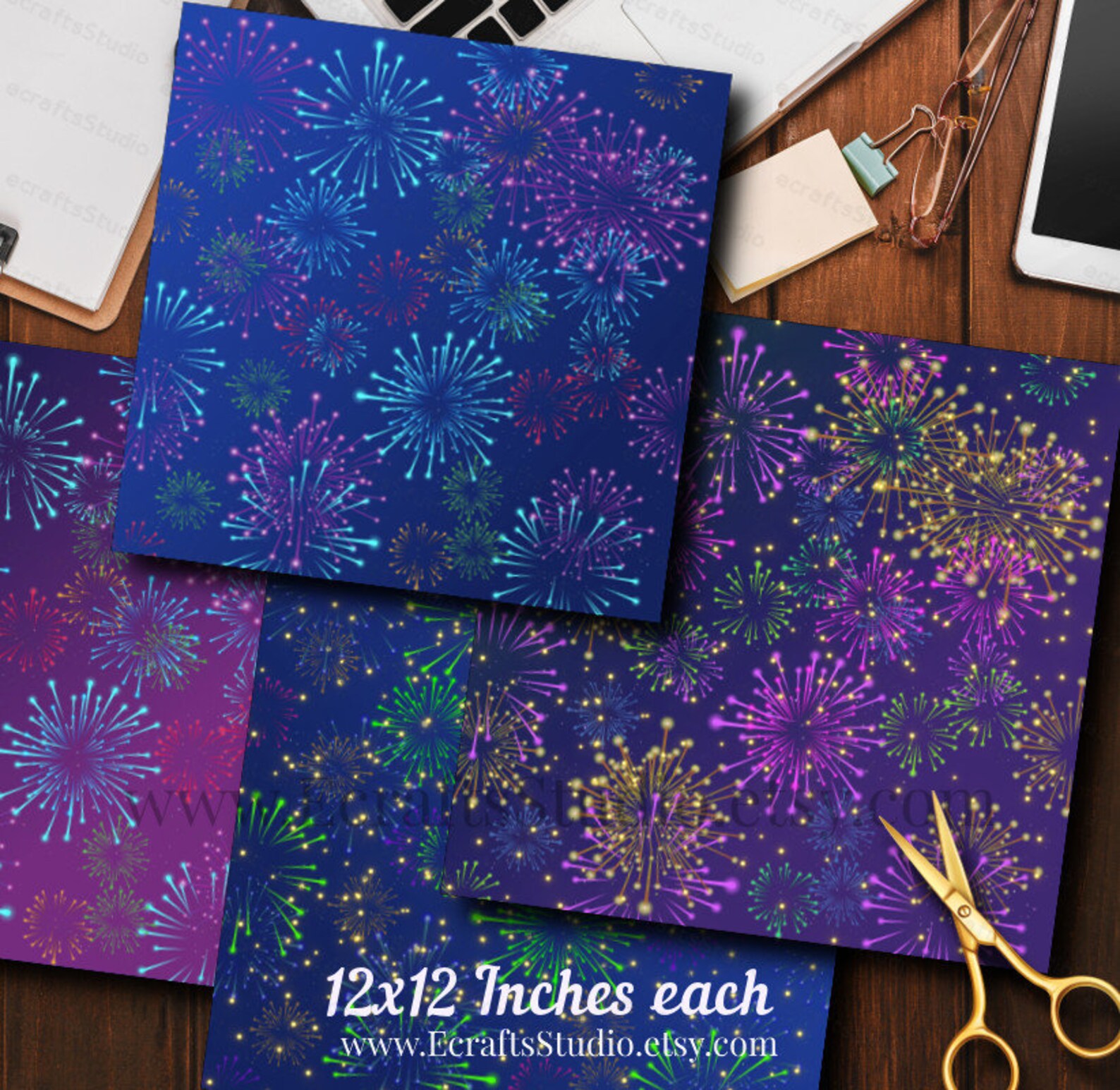 Fireworks Digital Paper - Firecrackers Scrapbook Papers - Celebration ...