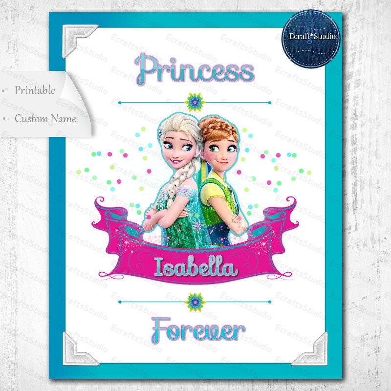 Frozen Fever Custom Name Wall Print Girl Nursery Birthday - Etsy