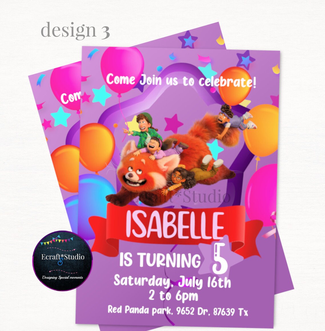 Turning Red Invitation, Turning Red Invite, Turning Red Birthday, Ming ...