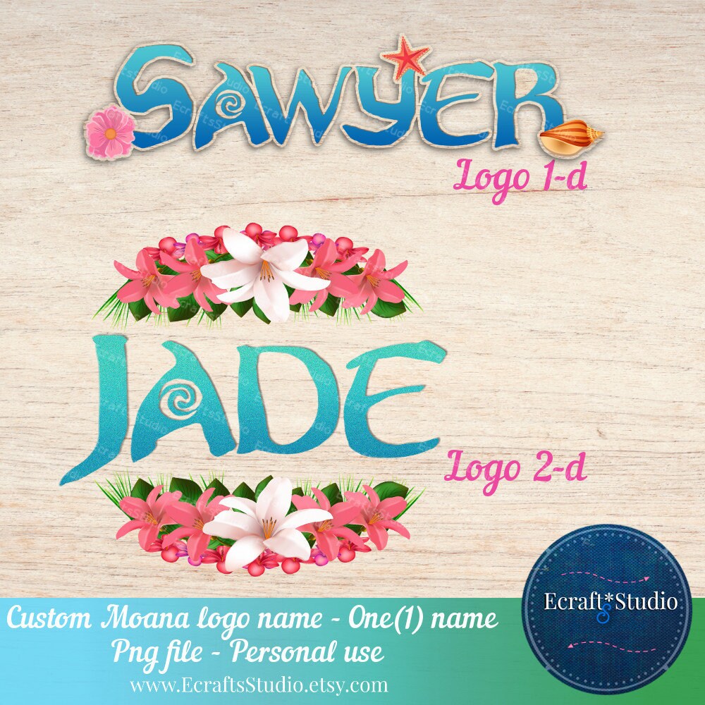 Personalized Moana Logo Name Custom Moana Logo Name Moana Inspired Logo ...