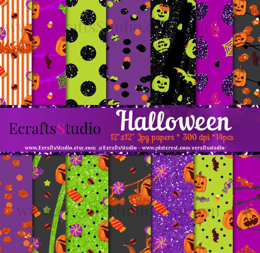 Halloween Digital Papers 14 Papers Instant Download - Etsy