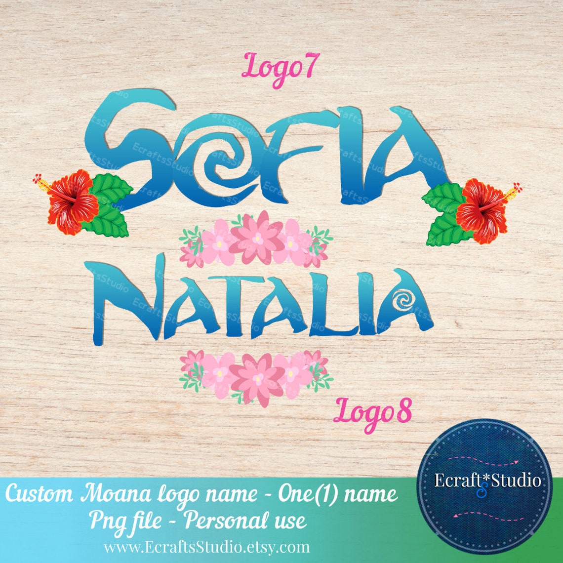 Personalized Moana Logo Name Custom Moana Logo Name Moana - Etsy