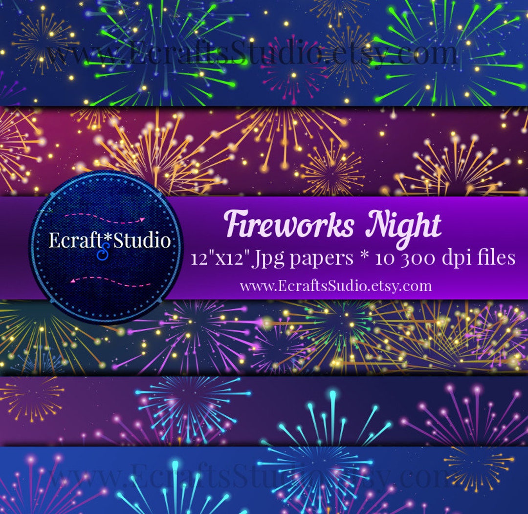 Fireworks Digital Paper - Firecrackers Scrapbook Papers - Celebration ...