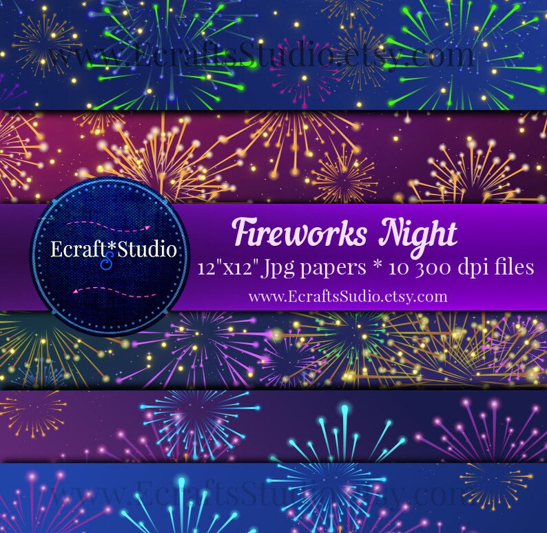 Fireworks Digital Paper - Firecrackers Scrapbook Papers - Celebration ...