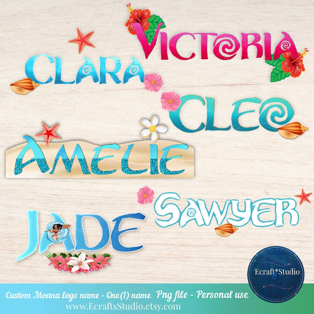 Personalized Moana Logo Name Custom Moana Logo Name Moana Inspired Logo ...