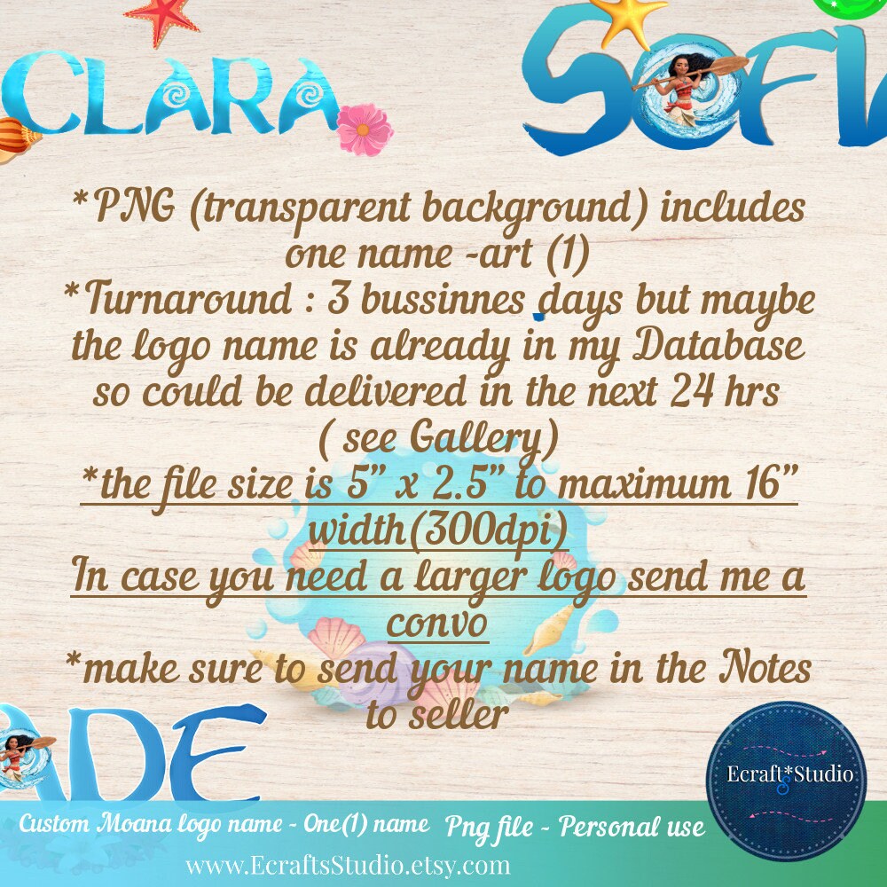 Personalized Moana Logo Name, Custom Moana Logo Name, Moana Inspired ...