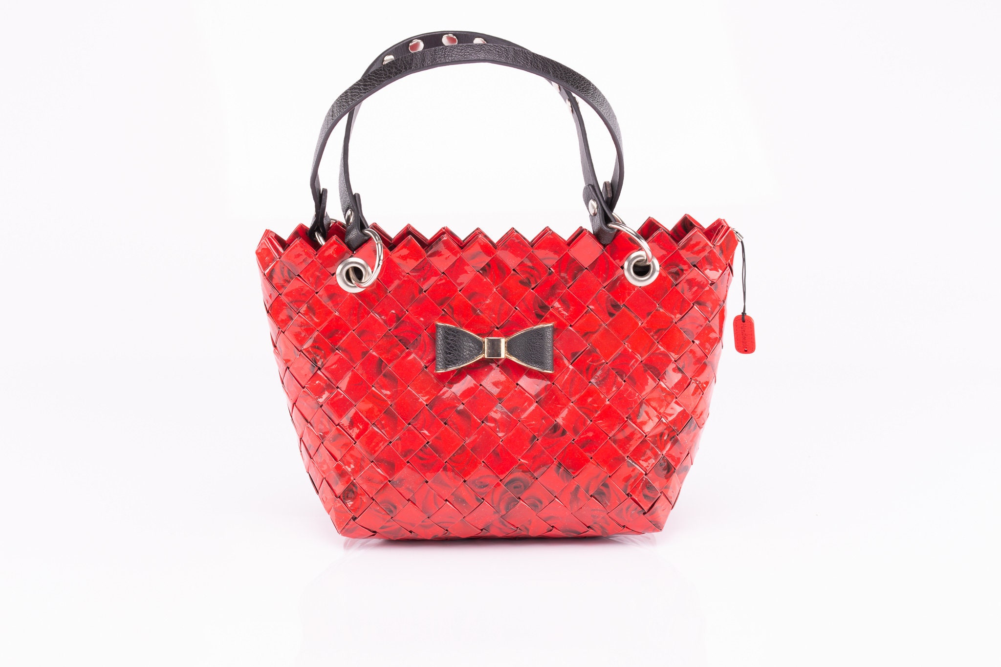 Red Bag Black Handle Candy Wrapper Purse Red Bag Candy | Etsy