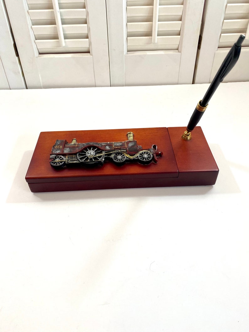 Vintage Desk Organizer Pen Holder Train Motif Central - Etsy