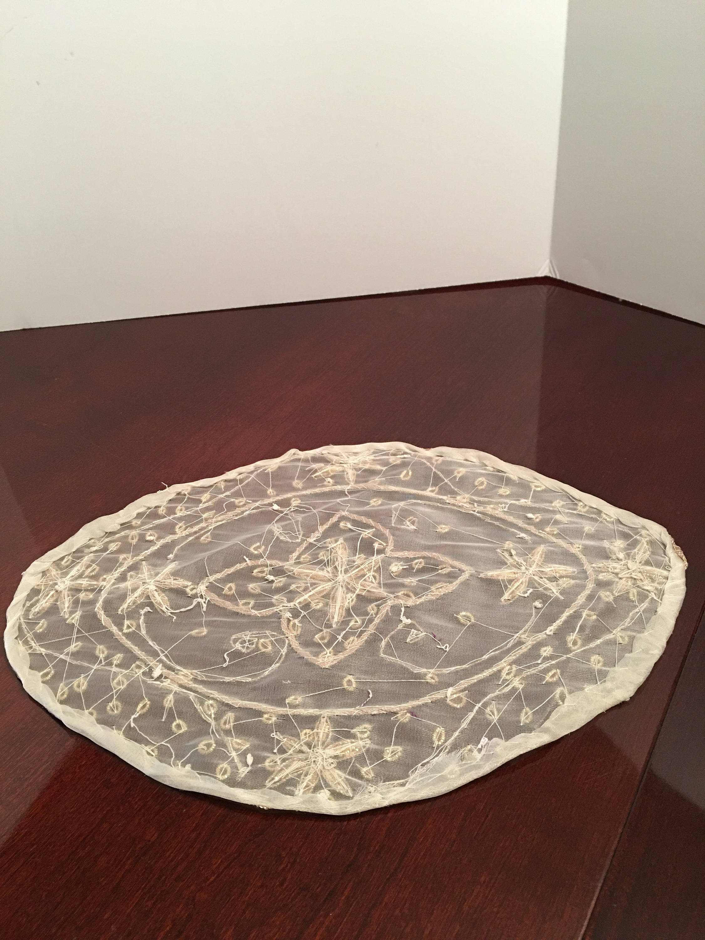 Beaded Table Scarf Doily Sheer Fabric Star Design | Etsy