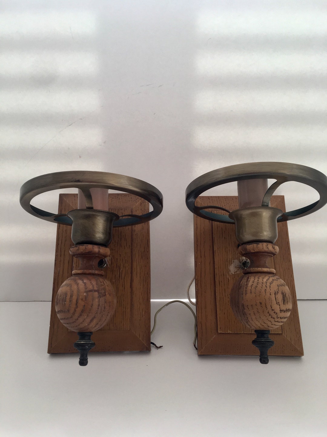 Vintage Wall Lamp Scones ~set of Two ~ Electric~ MUST BE REWIRED ~wood ...