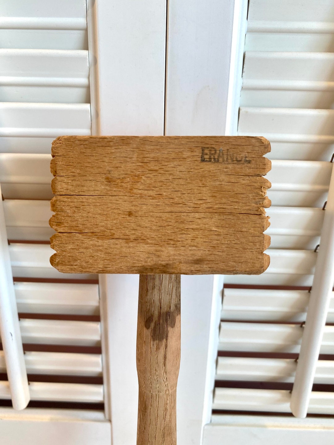 Vintage France Wooden Meat Mallet With Leather Hanging Cord ~ 11 1/2 ...