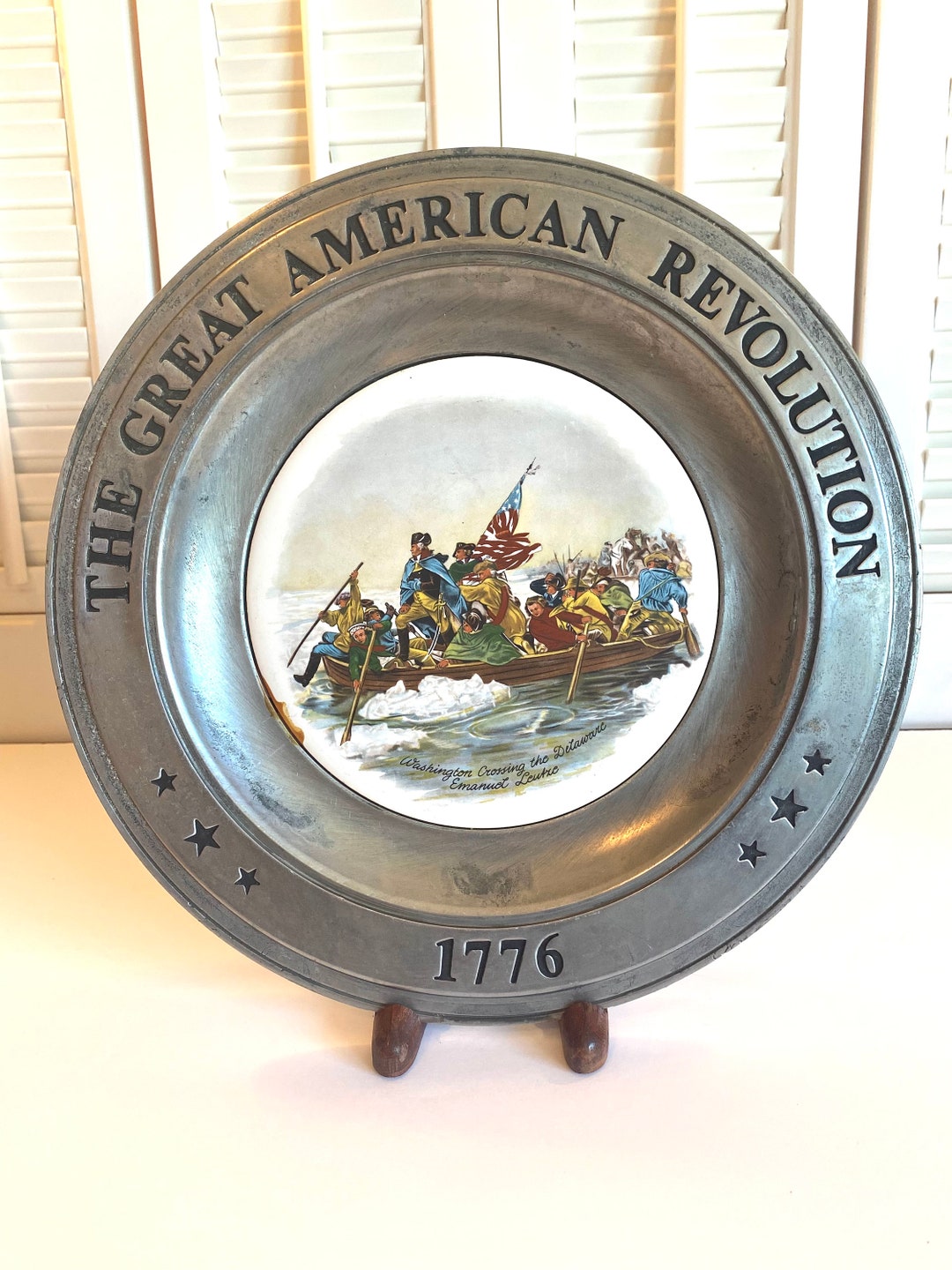 Vintage Great American Revolution Pewter and Ceramic Plate ~ Washington ...