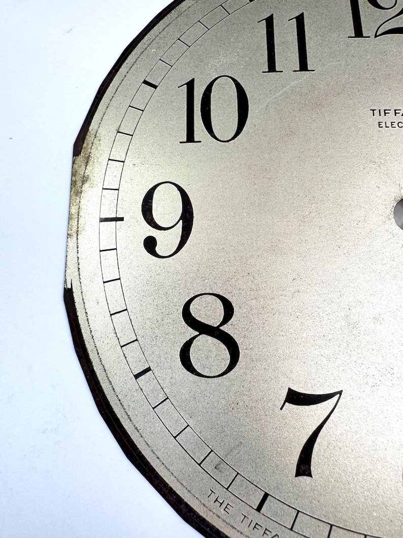 Vintage Tiffany Electric Clock Face Dial ~ Metal Clock Face Disc ~ Wall ...