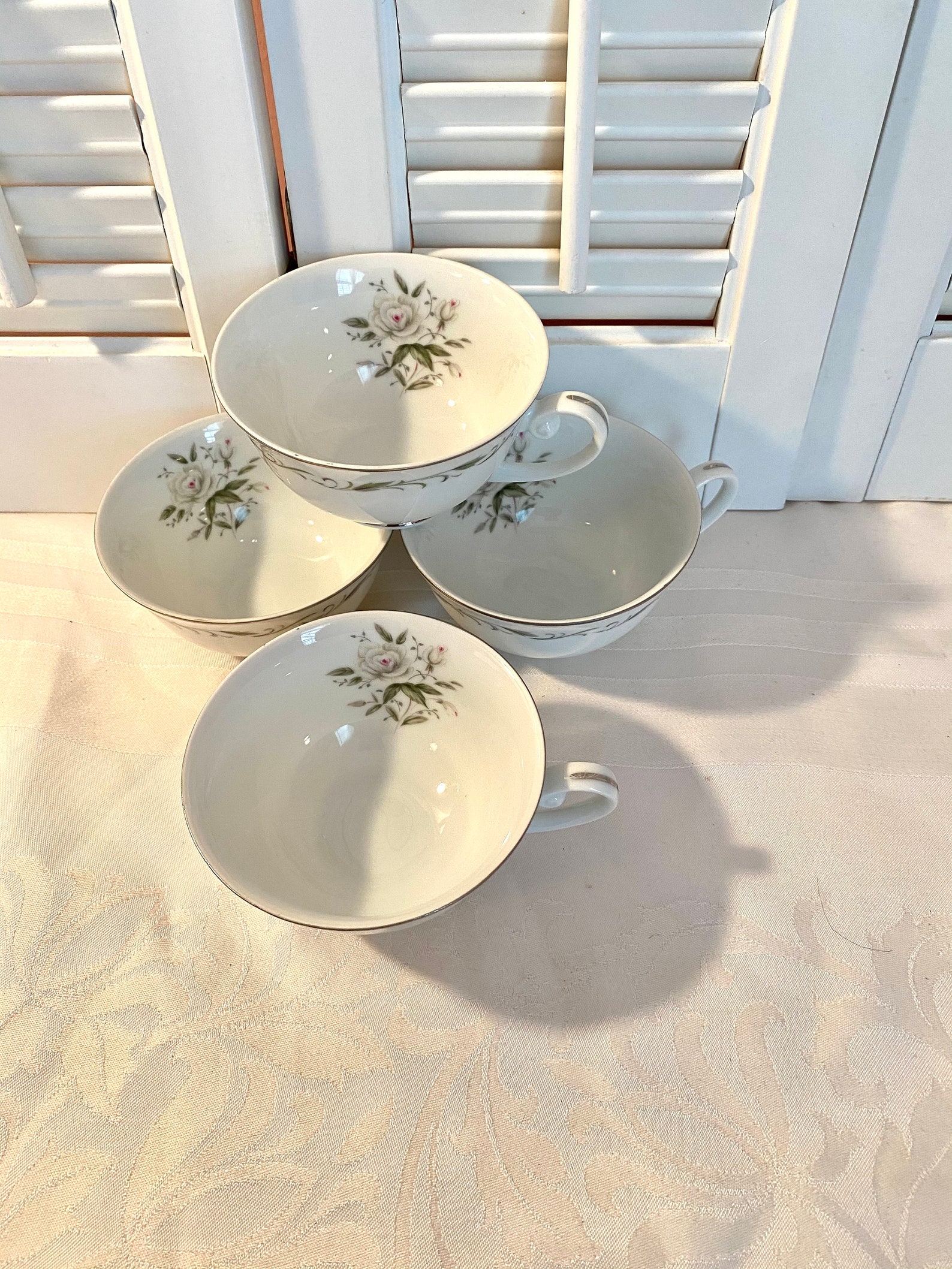 Vintage Diamond China Cups Set of Four Romance Pattern - Etsy