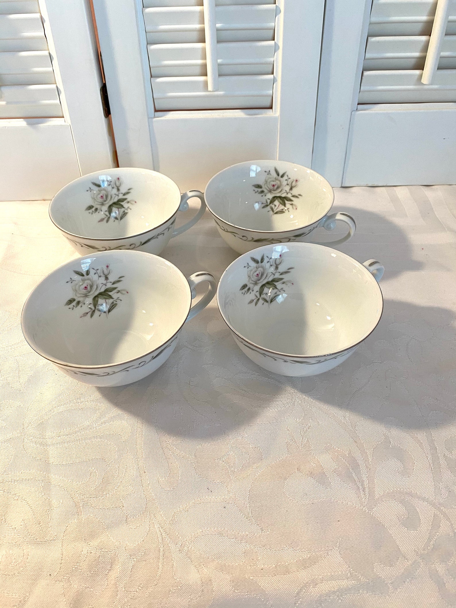 Vintage Diamond China Cups Set of Four Romance Pattern - Etsy