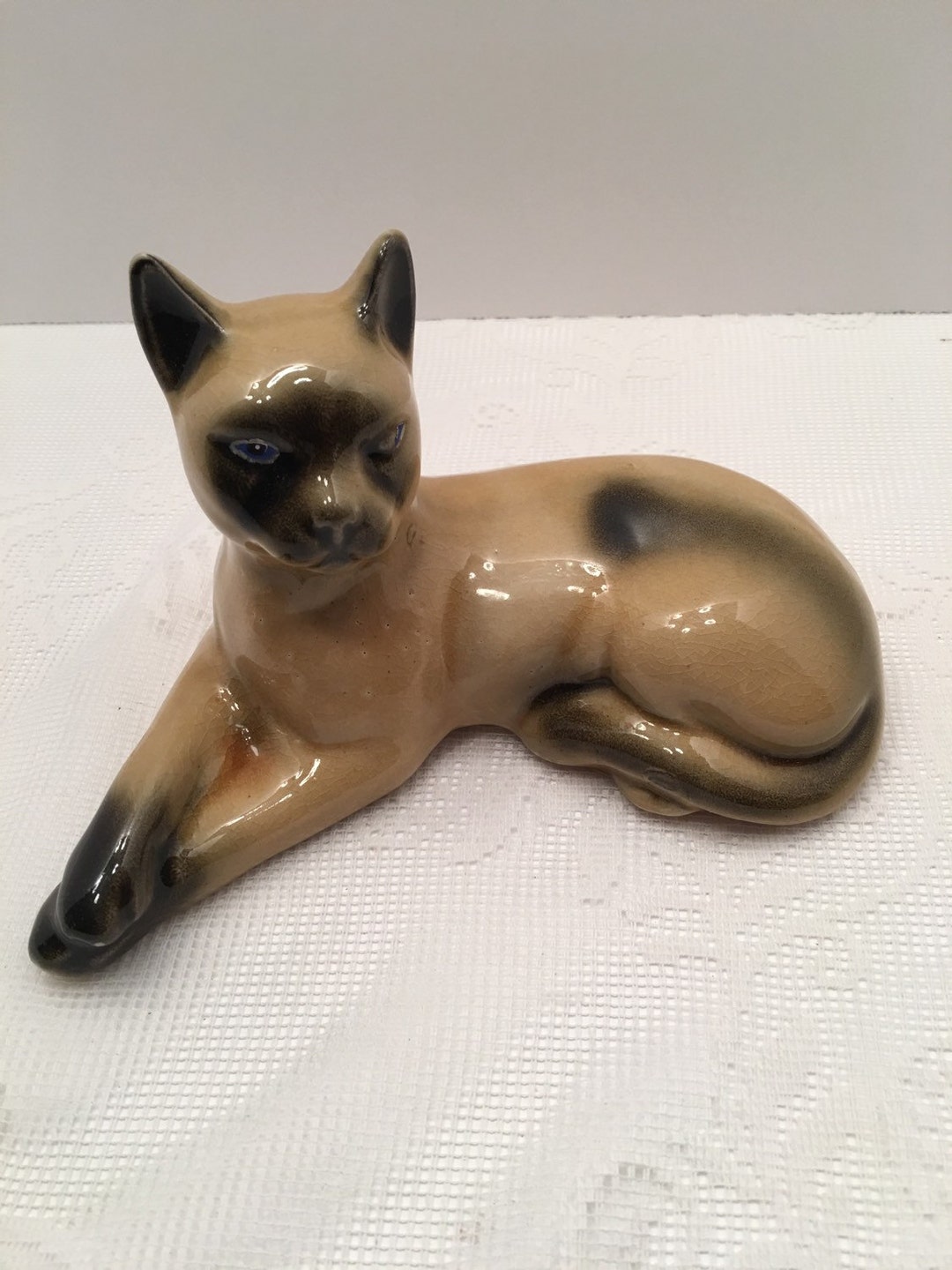 Vintage Brazil Cat Figurine ~ Golden Tan ~ Siamese ~ Blue Eyes - Etsy