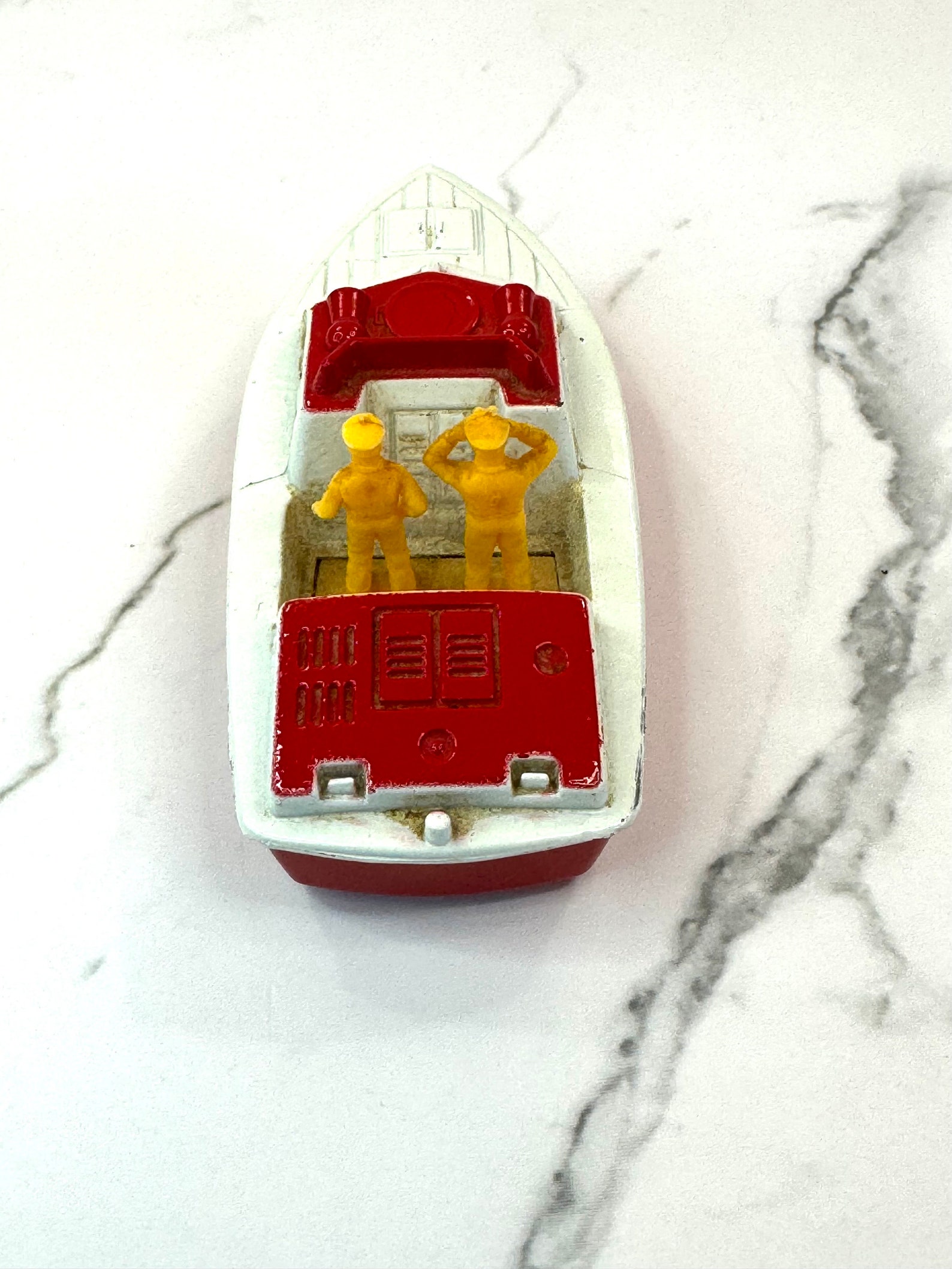 Vintage Matchbox Superfast Police Launch Red and White Boat With Yellow ...