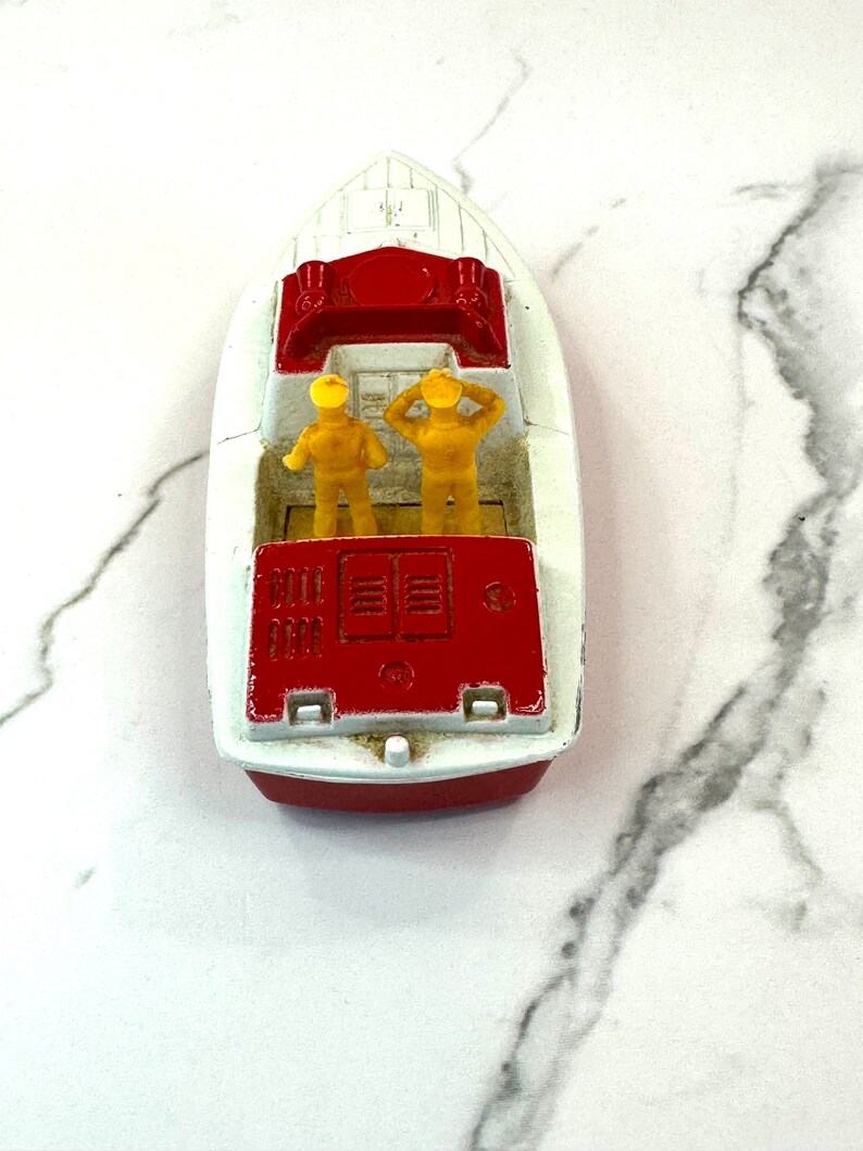 Vintage Matchbox Superfast Police Launch Red and White Boat With Yellow ...