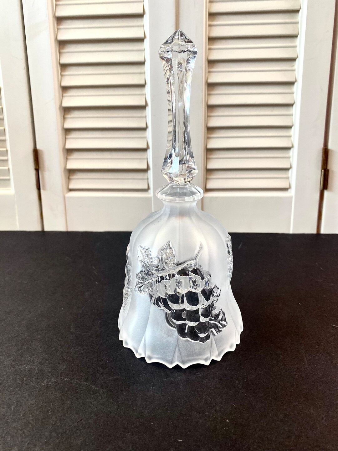 Vintage Frosted Glass and Clear Glass Bell ~ Grapes and Leaves Design ...
