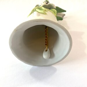 Vintage M. Bernini Porcelain Bell Green Bird and Pink Flower Seymour ...