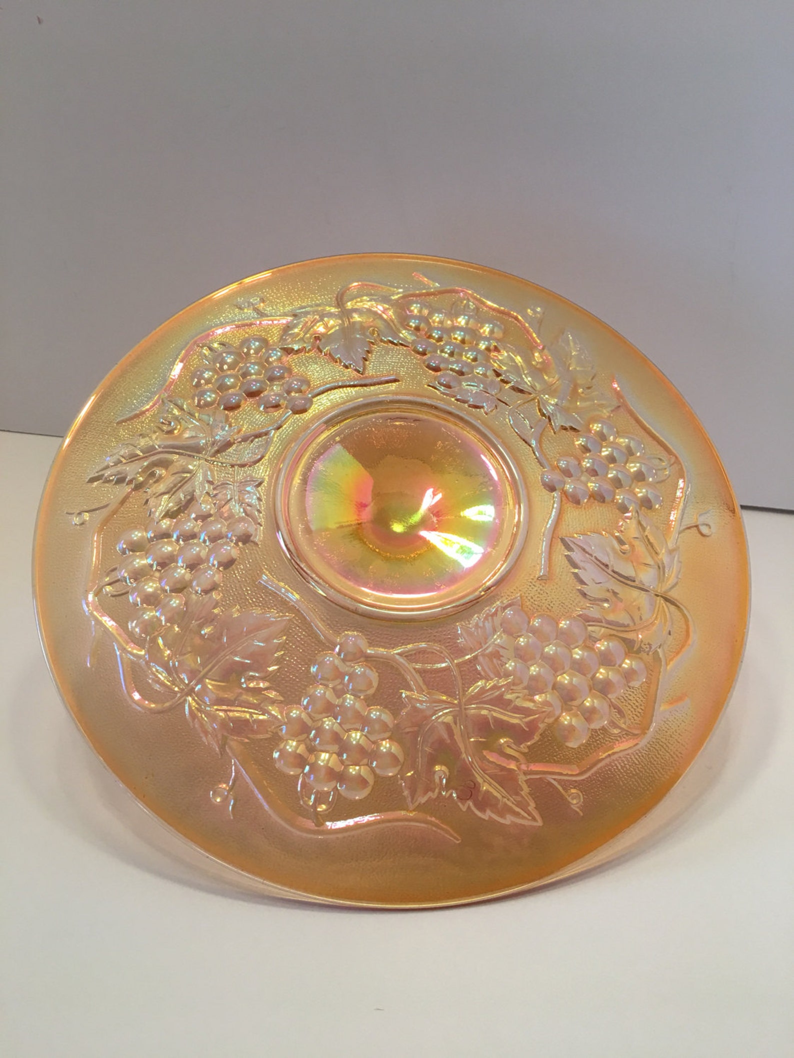 Marigold Carnival Glass Serving Tray Platter With Handle | Etsy