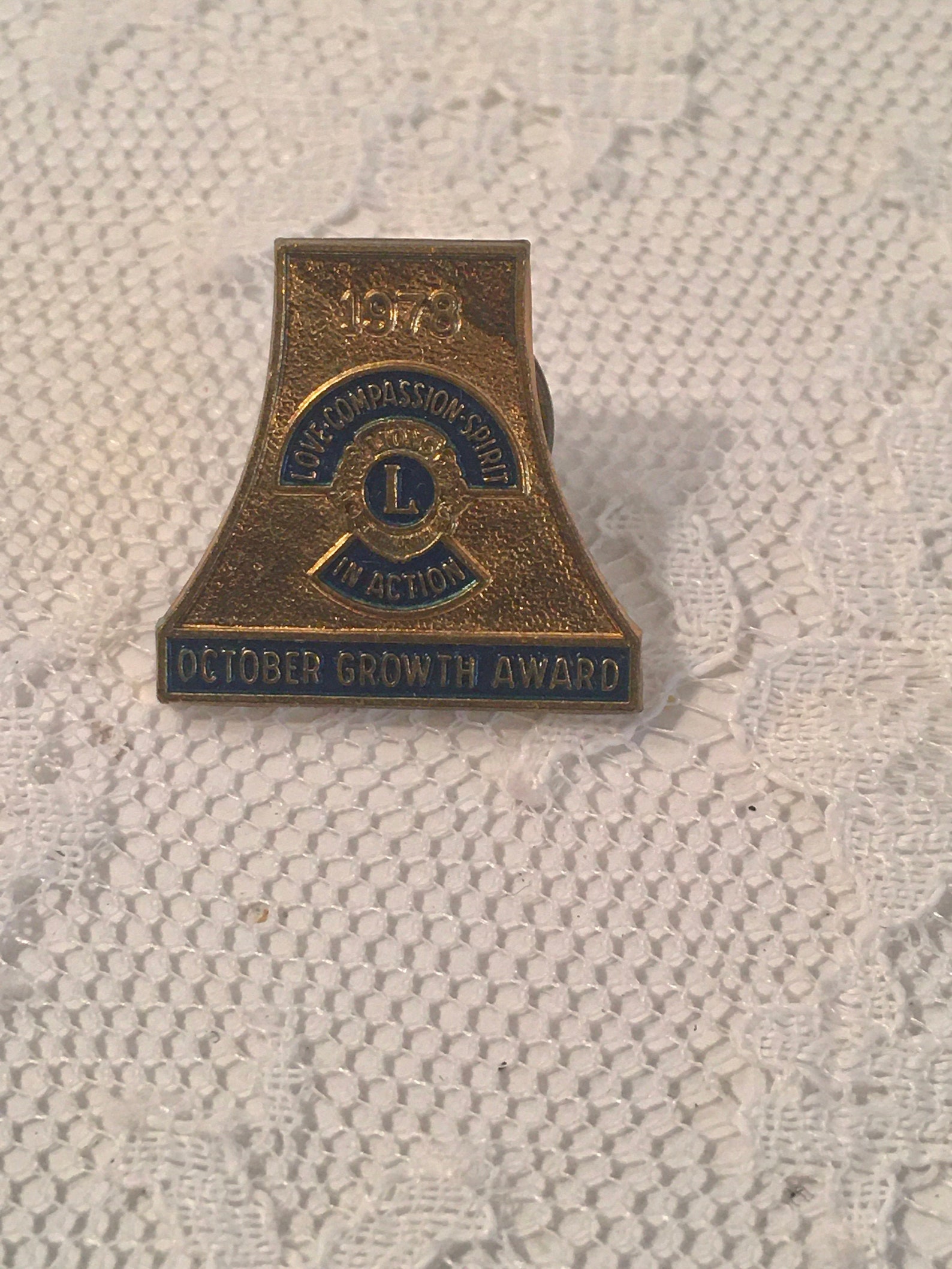 Vintage Lions Club Pin 1978 October Growth Awards Blue and - Etsy