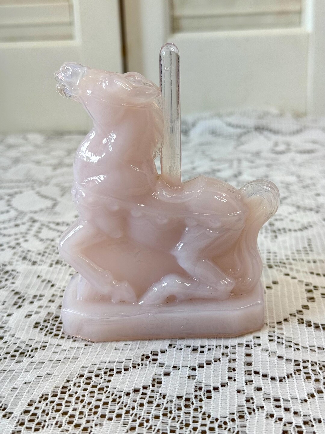 Vintage Boyd Crystal Art Glass Carousel Horse ~ Pearly Pink ~ Glass ...