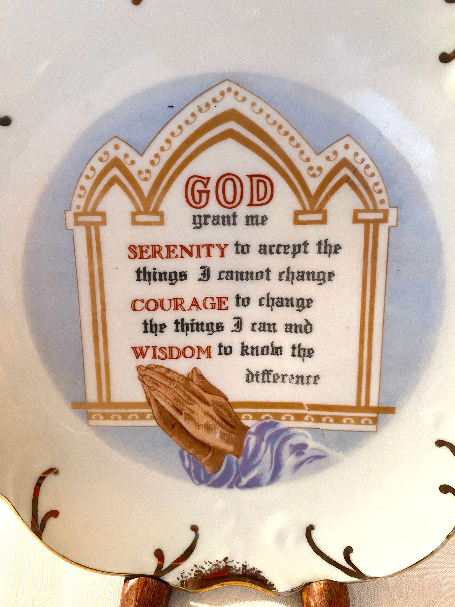 Vintage Serenity Prayer Plate White With Blue and Gold - Etsy