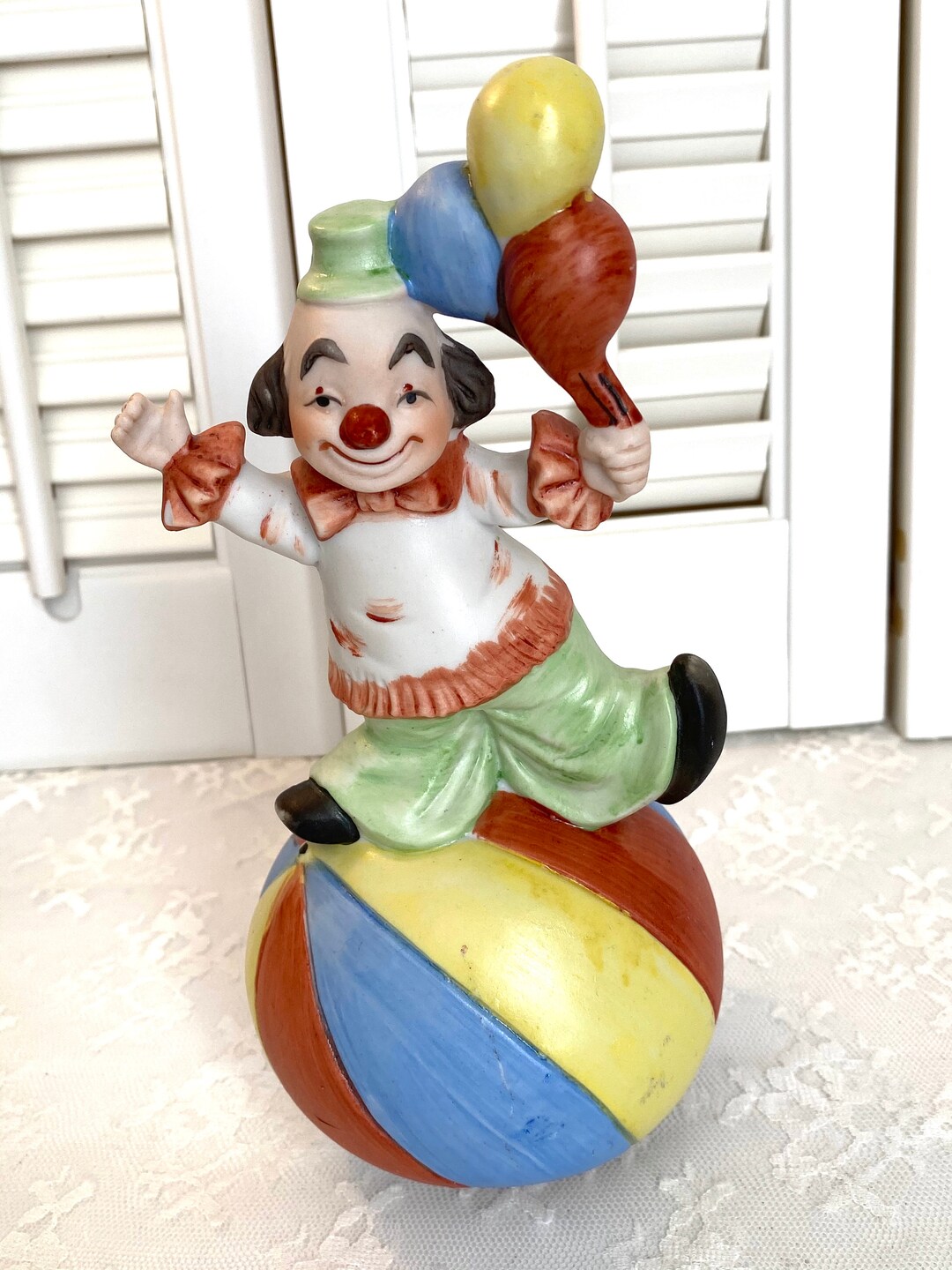Vintage Clown on Ball Music Box ~ Musical Clown Figurine ~ Clown Music ...