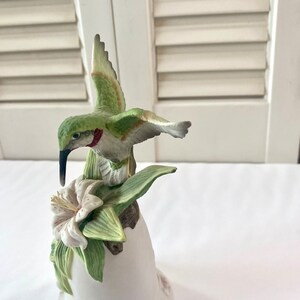 Vintage M. Bernini Porcelain Bell Green Bird and Pink Flower Seymour ...