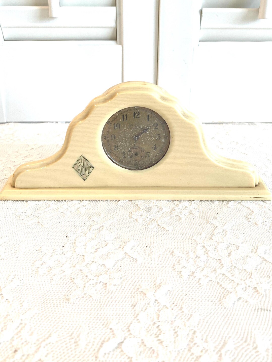 Vintage Celluloid Clock ~ Shelf Clock ~ Vanity Clock ~ Art Deco ~ Small ...
