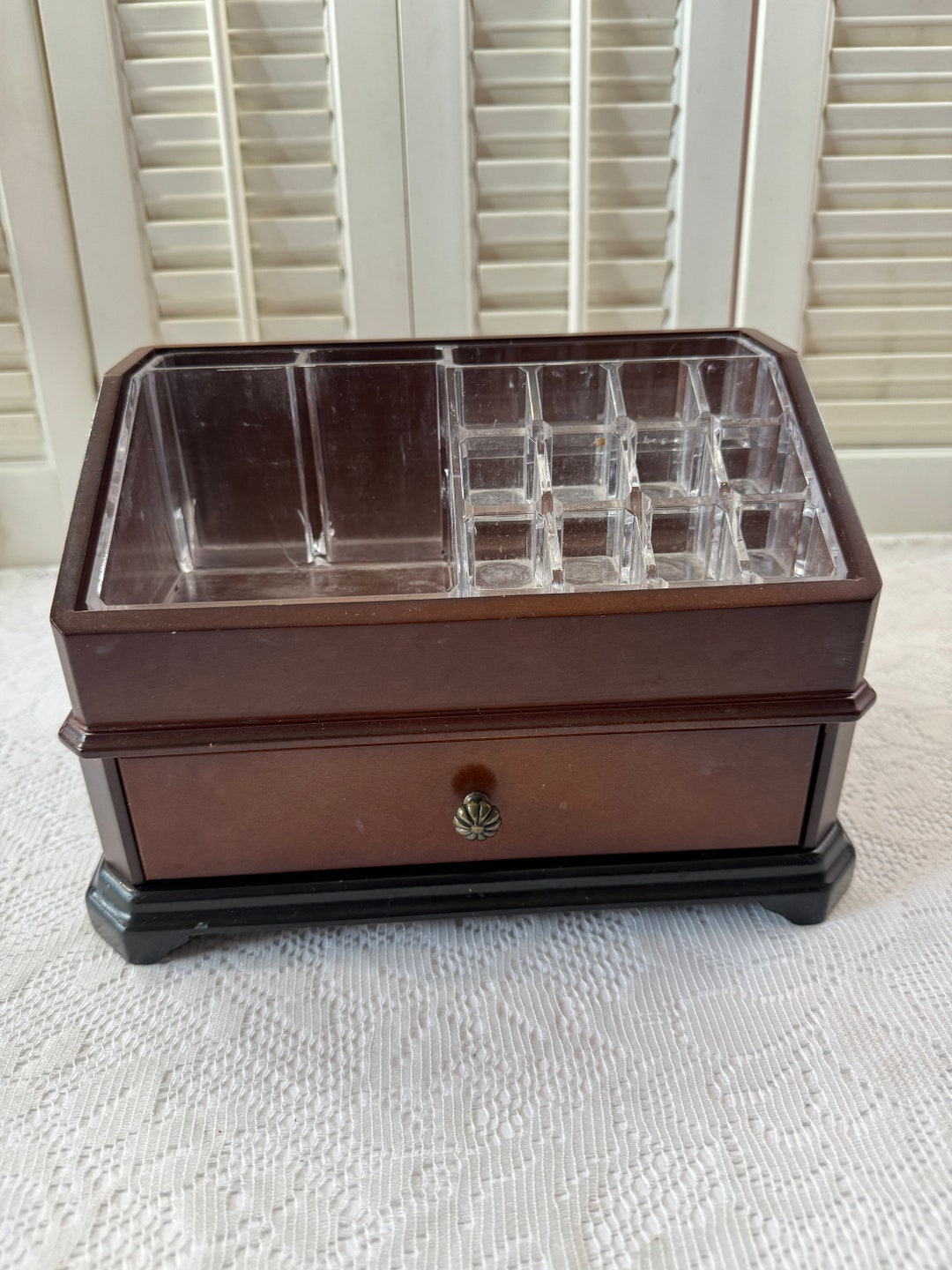 Vintage Bombay Company Wooden Jewelry Box and Cosmetic Organizer Tray ...