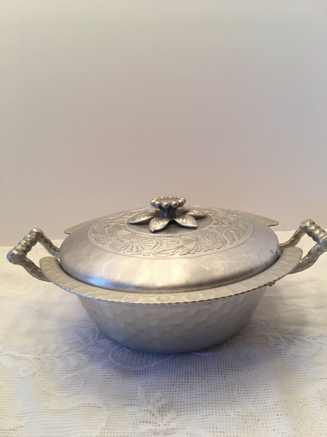 Hand Forged Everlast Metal Bowl or Bowl Holder With Cover ~ Aluminum ...