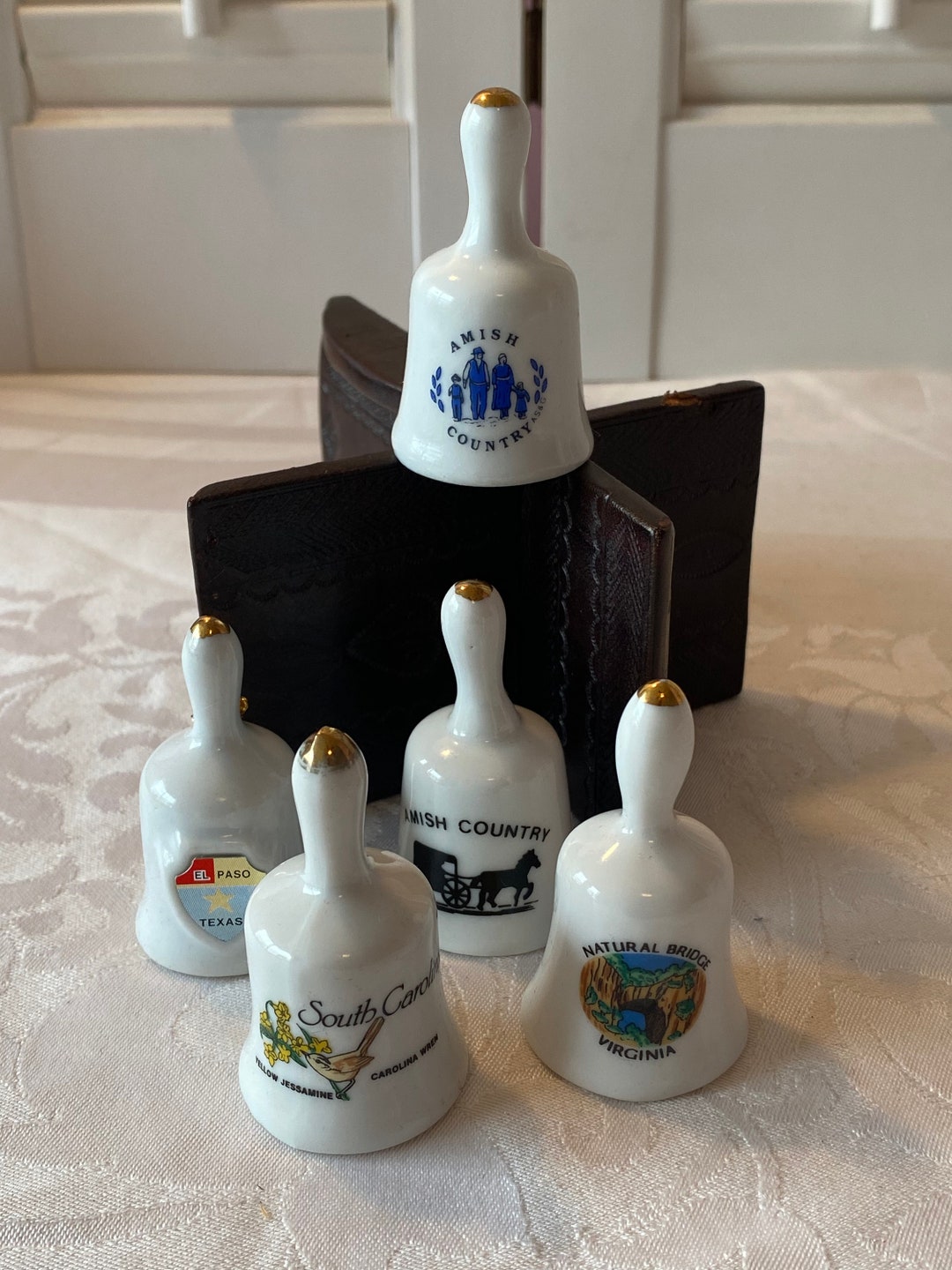 Vintage Souvenir Bells Set of Five Small Bells Natural Bridge VA Amish ...