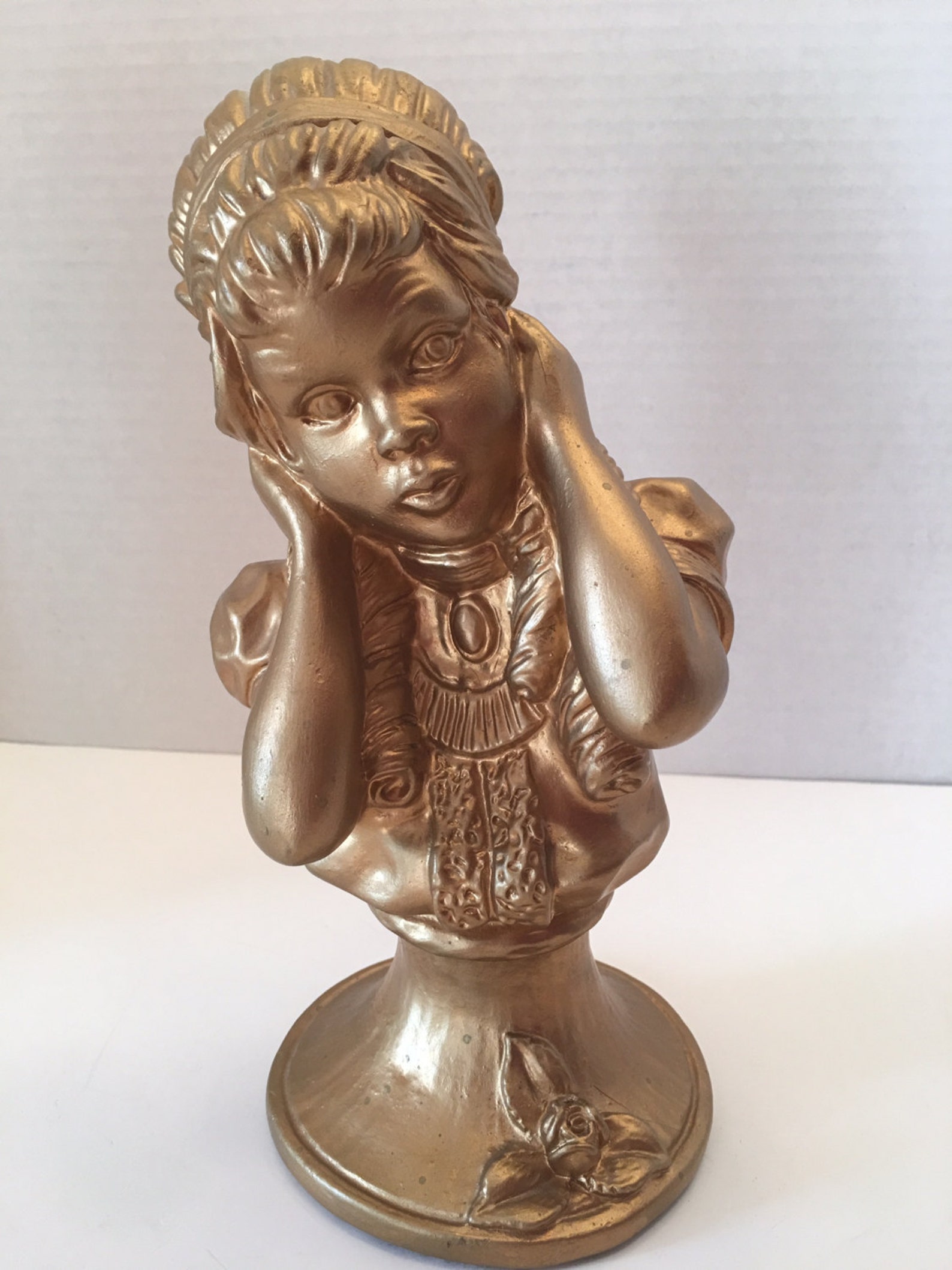 Vintage Universal Statuary Corp Gold Color Musical Bust Boy - Etsy