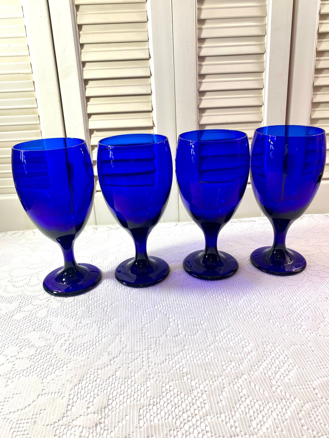 Vintage Drinking Glasses ~ Dark Blue ~ Cobalt Blue ~ Set of Four ...