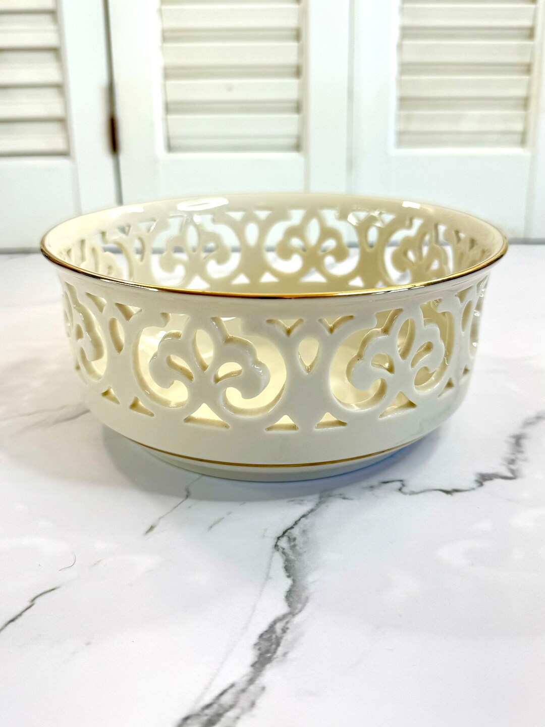 Vintage Lenox Tracey Collection Bowl ~ 6” Pierced Bowl ~ Ivory Cream ...