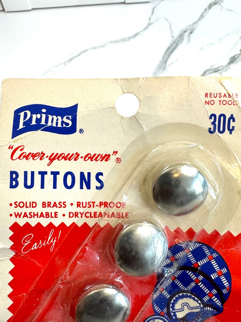 Vintage Prisms Cover Your Own Buttons Solid Brass on Original Card ~ 4 ...